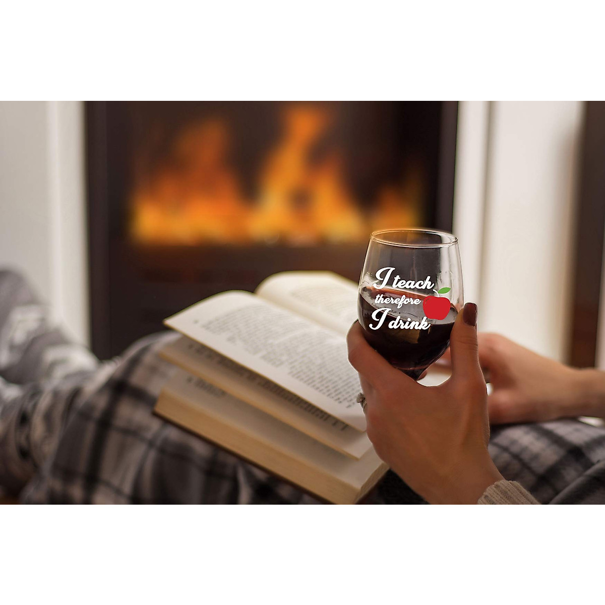 AW Fashions I Teach Therefore I Drink - Funny 15oz Wine Stemless Glass - Fun Unique Gift Idea for Teacher Professor Mentor or Tutor - Great Present for Teacher Appreciation Day from Student