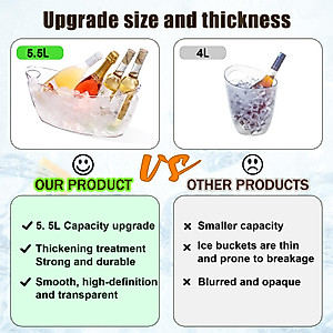 Barafat Ice Buckets for Parties (5.5L)& Ice Bucket Scoop, Clear Acrylic Champagne Bucket, Drinks Beverage Tub for Cocktail Bar, Wine, Beer, Soda