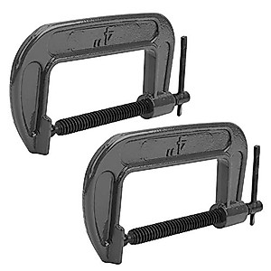 2Pcs Malleable Steel C Clamp, 4 Inch G Clamp with Wide Jaw Openings and T Bar Handle, Wood Working Tool, Welding Clamp, for Woodworking, Welding, Home Improvement and Building