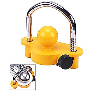 Turnart Trailer Lock, Hitch Lock, Trailer Hitch Lock, Trailer Coupler Lock, Trailer Tongue Lock, Adjustable, Heavy-Duty Steel, Universal Size Fits 1-7/8", 2", and 2-5/16" Couplers (Yellow-A)