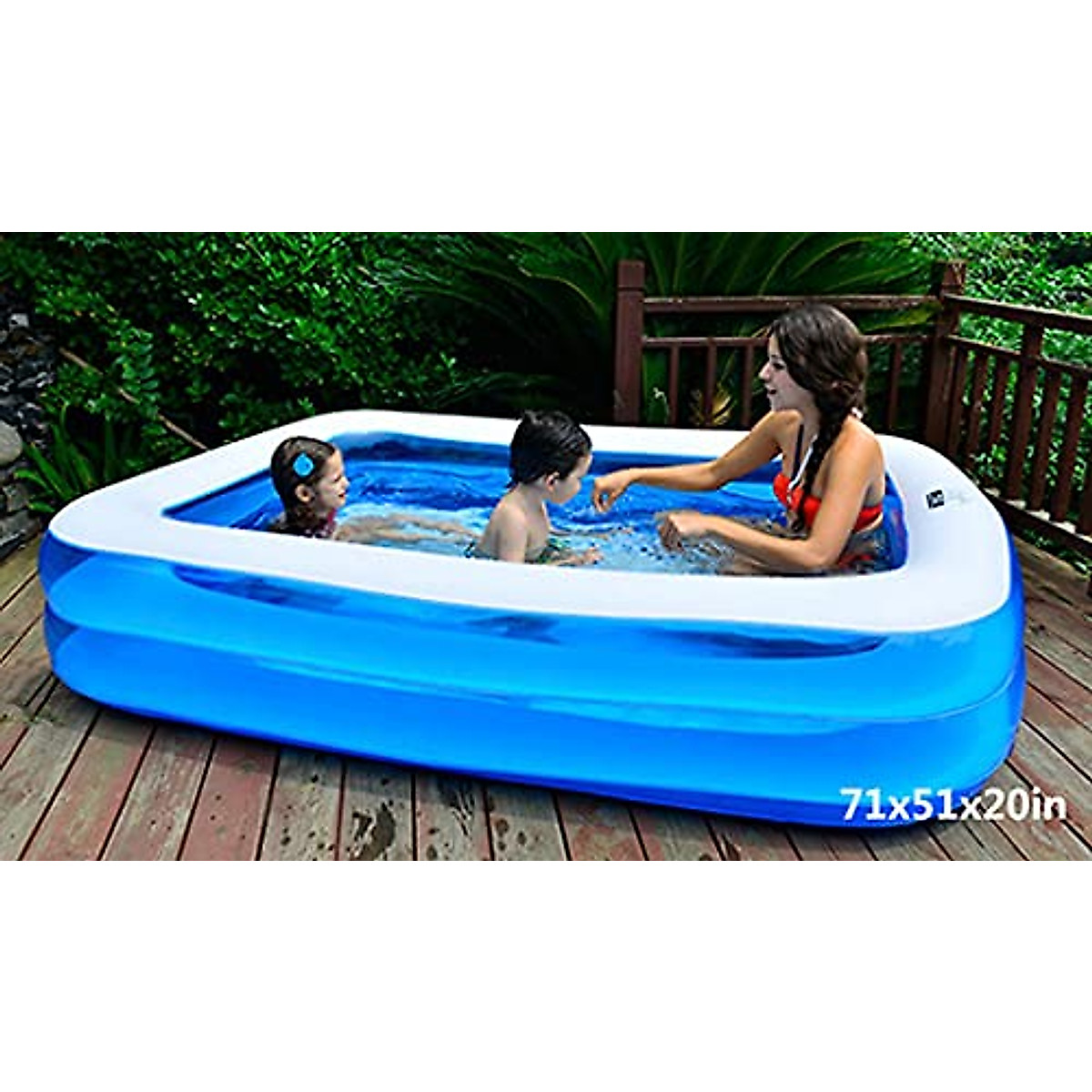 Amocane Inflatable Swimming Pool, L79 x W59 x H20 in, Family Swimming Pool with Electric Air Pump( Included ), for Backyard, Garden, Water Party