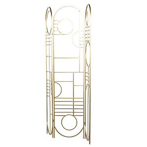 Deco 79 Metal Geometric Partition Room Divider Screen Hinged Foldable Arched Partition 3 Panel Privacy Screen, Room Partition 50" x 1" x 69", Gold