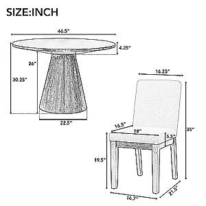 FIQHOME Round Set 5 Piece Retro Style, Wood 4,Kitchen Table and 4 Upholstered Chairs for Living, Dining Room,Black