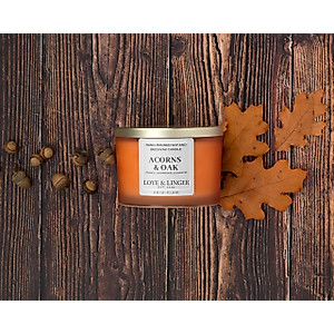 Acorns & Oak Candle | Fall Candles | Luxury Soy & Beeswax Candles for Home | 16 oz. Large Jar 3 Wick Candle | Thanksgiving Candle | Fall Scented Candle | Autumn Candles