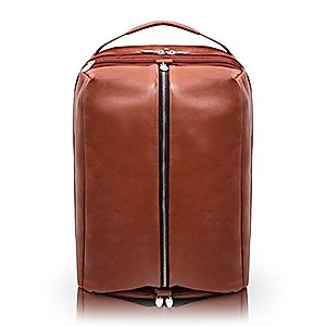 McKleinUSA South Shore Pebble Grain Calfskin Leather 17" Carry-All Laptop & Tablet Overnight Backpack Brown (18884) 12.5"x7"x18"