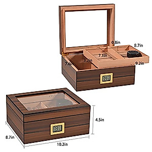 CIGAIOL Handcraft Cigar Kits with Cutter and Lighter, Luxurious Humidor Cigar Box Hold 30-50 Cigars 100% Cedar Wood Case with Digital Cigar Hygrometer/Travel humidor (No Cigars, no Batteries, no Gas)