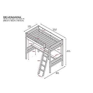 DHP Dorel Living Harlan Wood Bed with Ladder and GuardRail, Twin, Gray Loft
