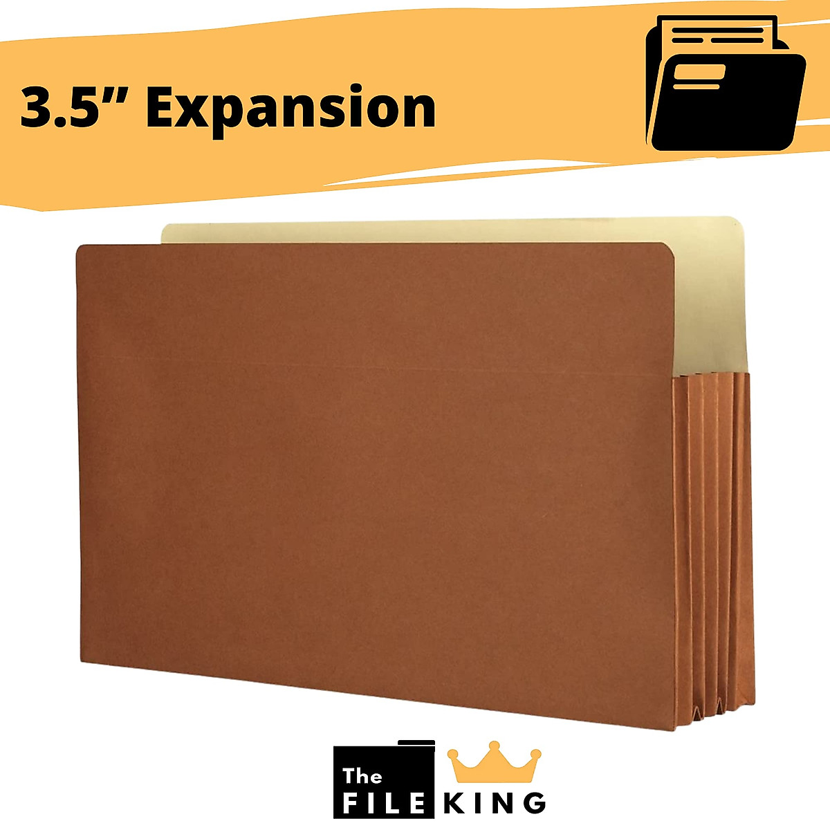 The File King Expanding Accordion File Folder - Legal Size | Box of 10 Redropes | 3.5” Expansion | Store and Organize Papers | Keep Records in One Place | Save Time Searching