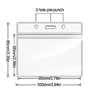 50 Packs Horizontal ID Badge Holder, Clear ID Card Holders for Badges and Name Badge Holders, Waterproof Plastic ID Badge Holder Horizontal for Teacher, Student, Nurse, Worker, Employee, Volunteer
