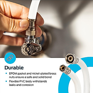 Eastman 16 Inch Flexible Faucet Connector, 1/2 Inch FIP Outlet x 3/8 Inch Compression Inlet Connection, Reinforced PVC Supply Line with Nickel-Plated Brass Nuts, 48131