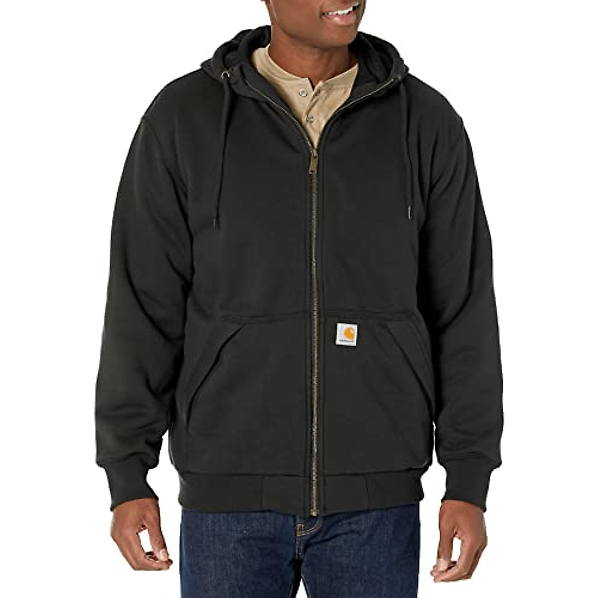 Carhartt mens Rain Defender Loose Fit Midweight Thermal-lined Full-zip Sweatshirt, Black, XX-Large US
