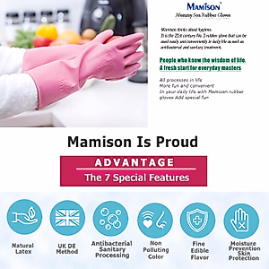 Mamison Quality Non-Slip Reusable Rubber Gloves. Kitchen & Cleaning House Hold (White Medium (2 Pairs))
