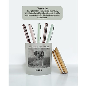 Custom Photo Candle | Printed on Glass | Memorial for Parent, Mother, Dad, Dog, Cat, Pet memorial | Condolence Remembrance, Light Remains | Engraved Lid | Scented, Soy Wax, USA Made | Keep&Present