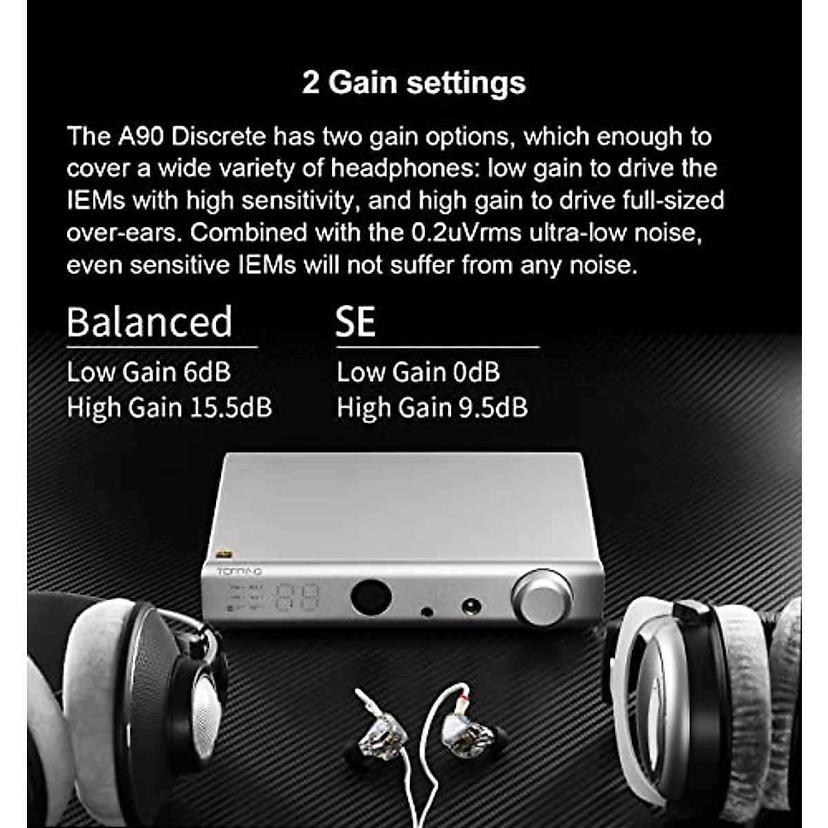 Topping A90 Discrete Fully Discrete Balanced Headphone AMP NFCA 4-Pin-XLR 4.4 Balanced 6.35mm SE Output Pre-Amplifier 2 * 9800mW 2 Gain Settings Headphone AMP Headphone Amplifier(Black)