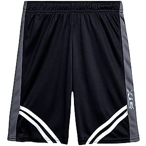 STX Boys' Active Shorts – 2 Pack Lightweight Athletic Shorts (Little Boy/Big Boy), Size 10/12, Black/Grey