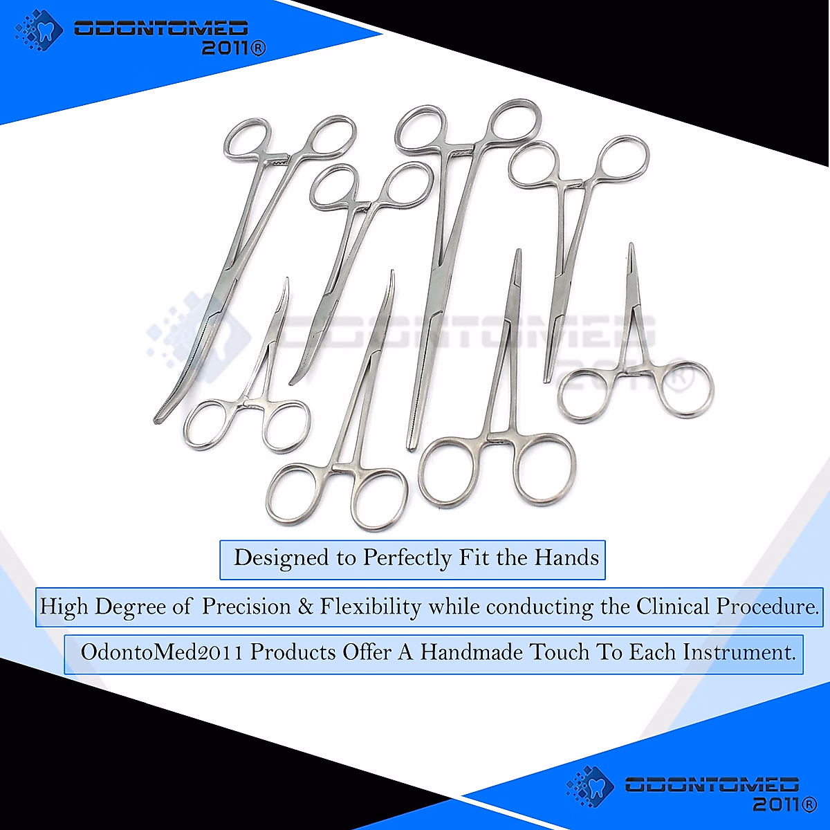 OdontoMed2011® Ultimate HEMOSTAT Set, 8 Piece Ideal for Hobby Tools, Electronics, 7.25", 5.5", 5", 3.5" ODM