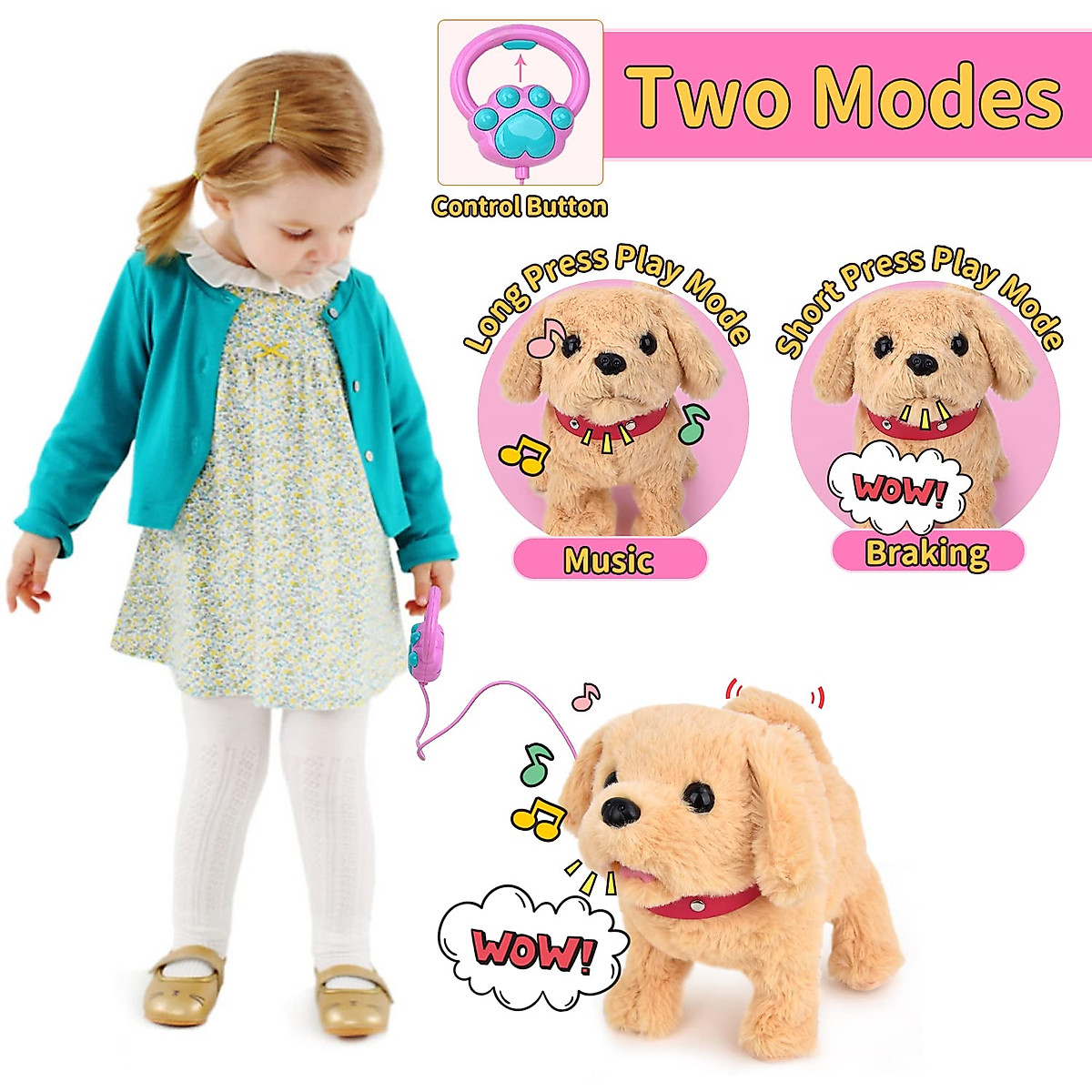 JoyGrow Electronic Plush Toy Talking Golden Retriever Pet for Girls Kids Interactive Toys Repeats What You Say,Singing,Walking,Barking,Shaking Tail,Pretend Doctor Kit