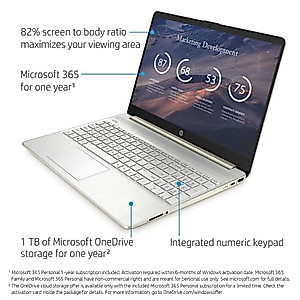 2022 Newest HP Laptop with Microsoft Office Included 1-Year, 15.6" HD Screen, AMD Athlon 3050U 16GB RAM 1TB SSD HDMI Port Webcam Gold White Windows 11 | College Student Bundle, ROKC HDMI Cable