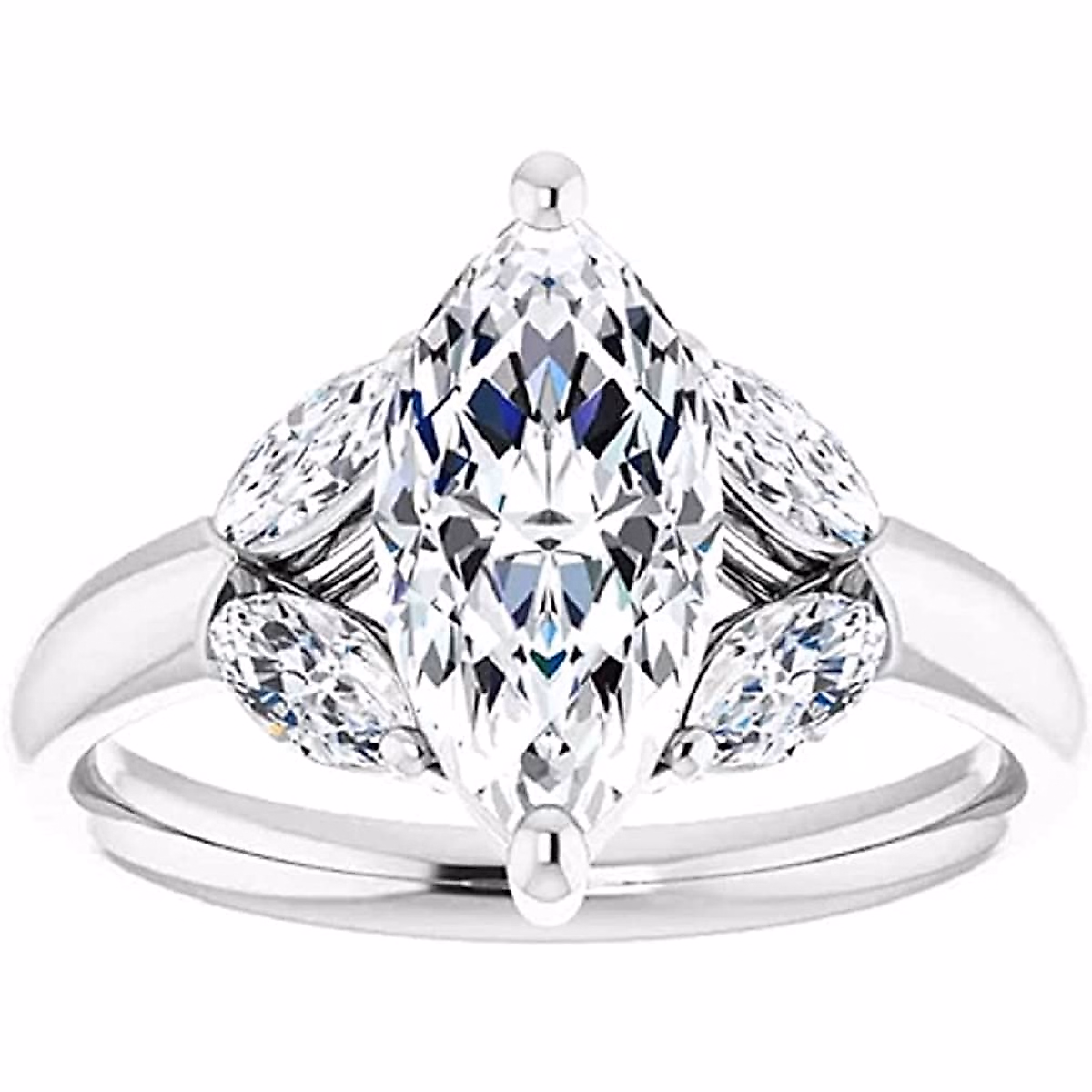 Marquise Cut 3 Carat VVS1 Clarity Moissanite Diamond 925 Sterling Silver Ring Five Stone Promise Ring, Bridal Ring, Engagement Ring Wedding Ring Party Jewelry (8)
