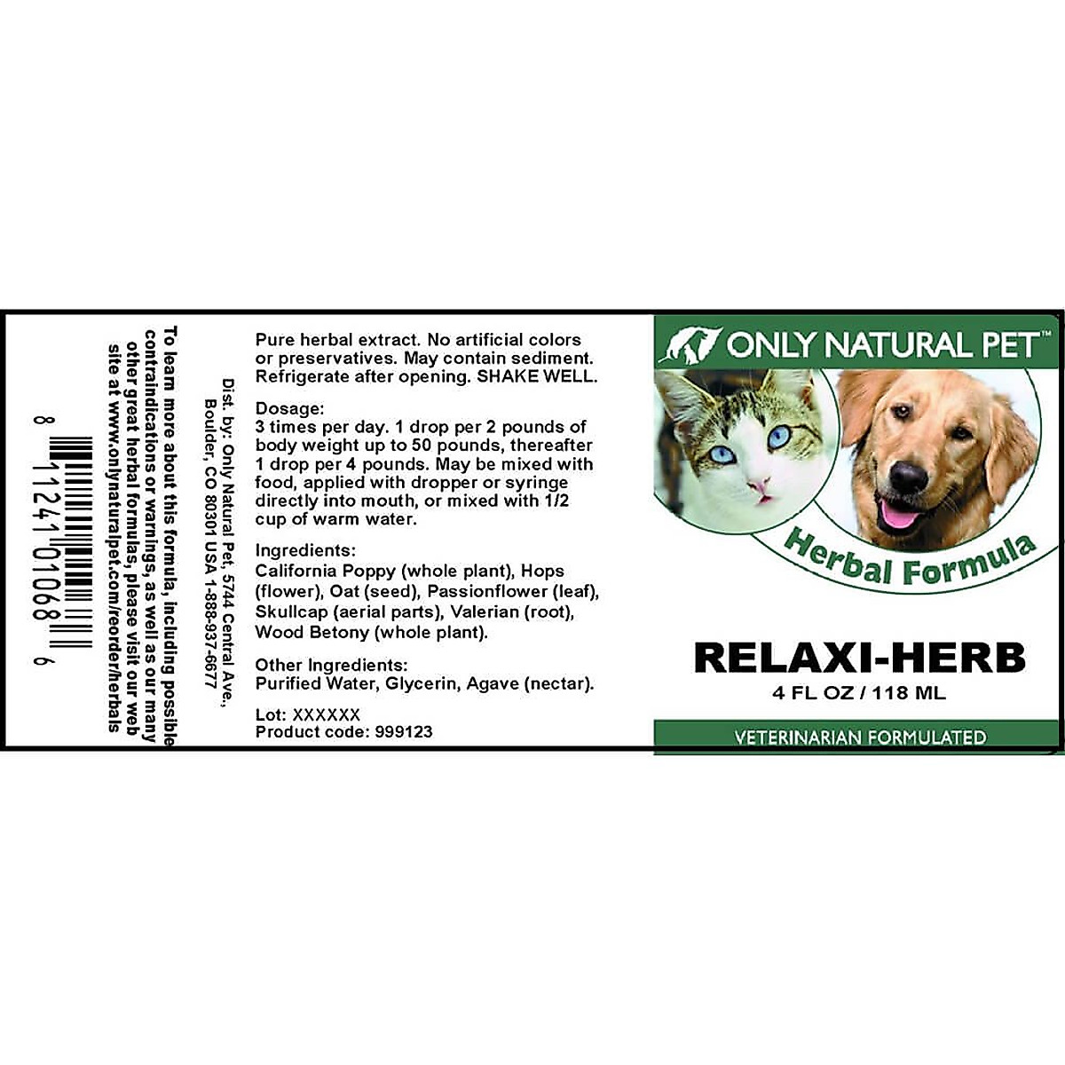 Only Natural Pet Relaxi-Herb Herbal Formula 4 oz