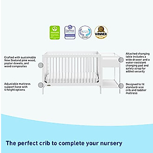Graco Fable Convertible  Crib & Changer with Premium Foam Crib and Toddler Mattress - White