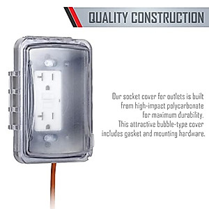 TayMac MM110C Weatherproof Single Outlet Outdoor Receptacle Cover, 5/8 Inches Deep, Clear