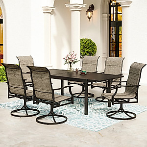 SUNSHINE VALLEY 7 Piece Patio Dining Sets for 6, Outdoor Table and Chairs Set with Extendable Rectangular Patio Dining Table and 6 Swivel Patio Dining Chairs, Outdoor Dining Set for Backyard Deck Lawn