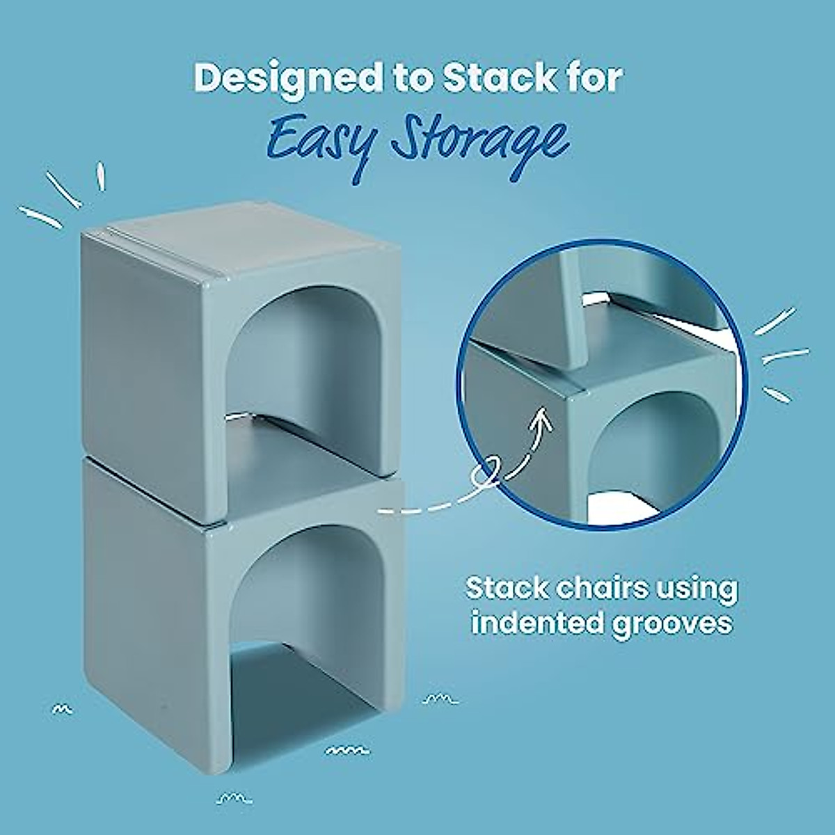 ECR4Kids Tri-Me Table and Cube Chair Set, Multipurpose Furniture, Powder Blue, 3-Piece