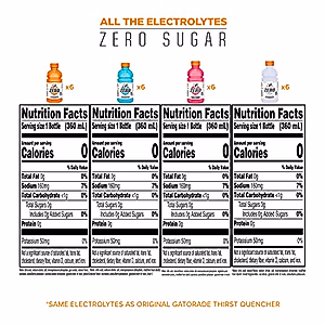 Gatorade Zero Sugar Thirst Quencher, Glacier Cherry Variety Pack, 12 Fl Oz (Pack of 24)