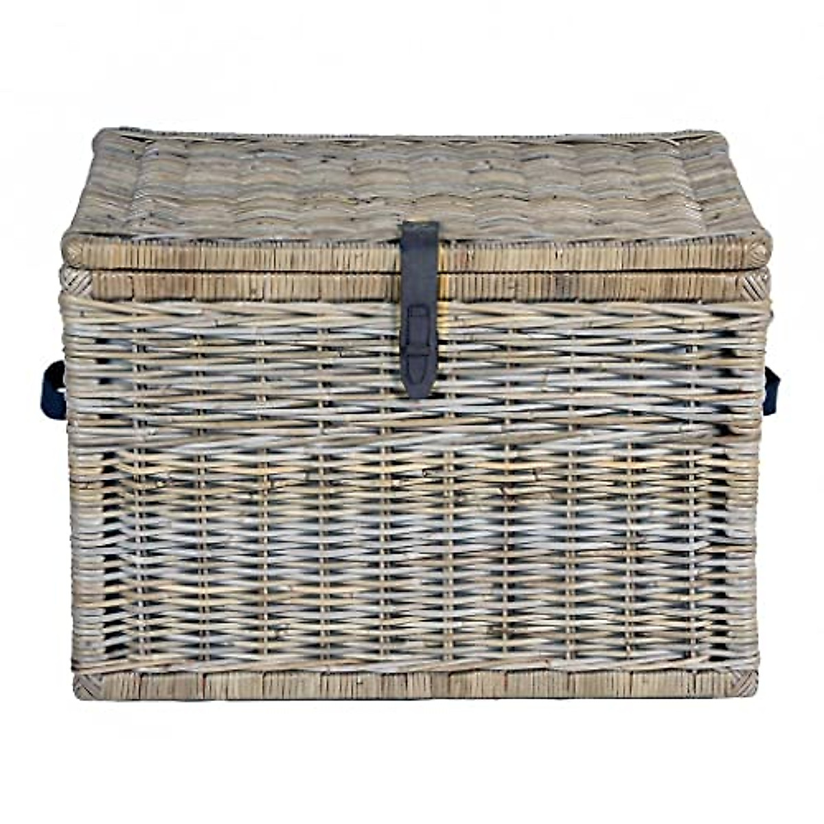 The Basket Lady Deep Wicker Storage Trunk, Large, 24 in L x 17 in W x 17.5 in H, Serene Grey