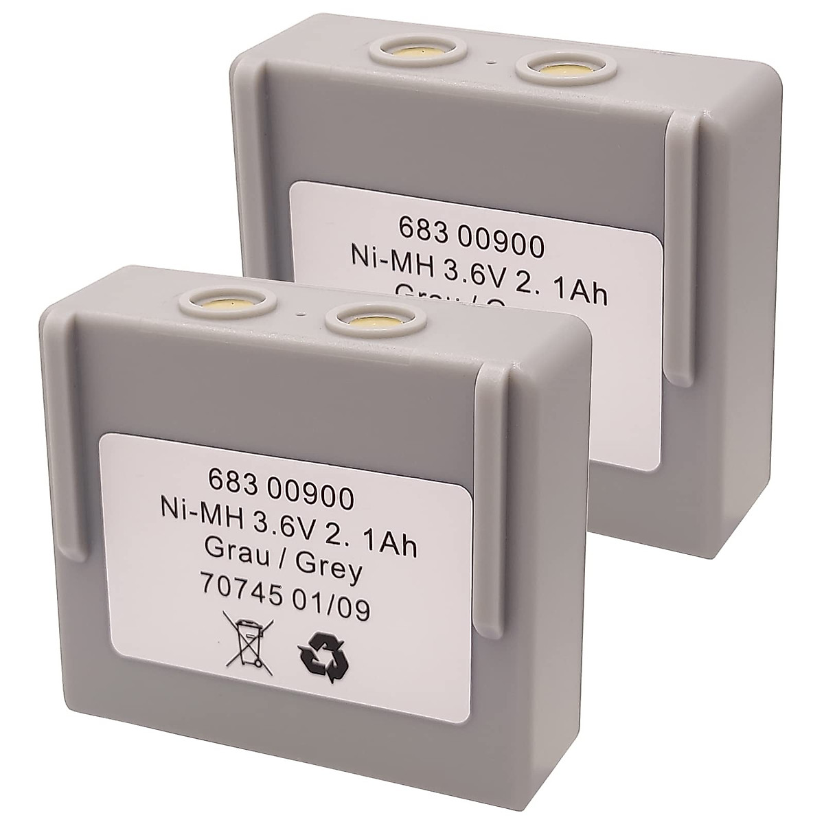 3.6V 2100mAh 2.1Ah Ni-Mh Rechargeable Battery 68300900 for HETRONIC Remote Control, Grey 683 00900 Battery, Pack of 2
