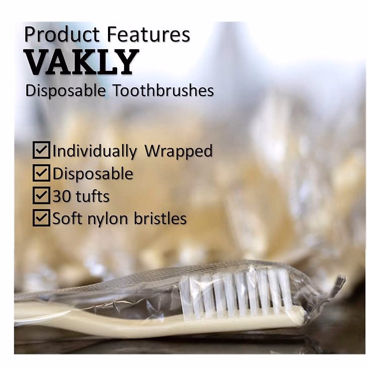 Disposable Toothbrushes Individually Wrapped [Pack of 48] Bulk Single Use Manual Travel Guest Oral Tooth Brush in Sealed Plastic - Soft Comfortable Bristle Feel Great Toothbrush for Adults and Kids