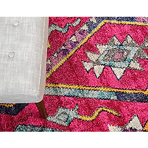 Unique Loom Sedona Collection Distressed, Southwestern, Over-Dyed, Tribal, Abstract Area Rug, 3 ft 3 in x 3 ft 3 in, Pink/Beige