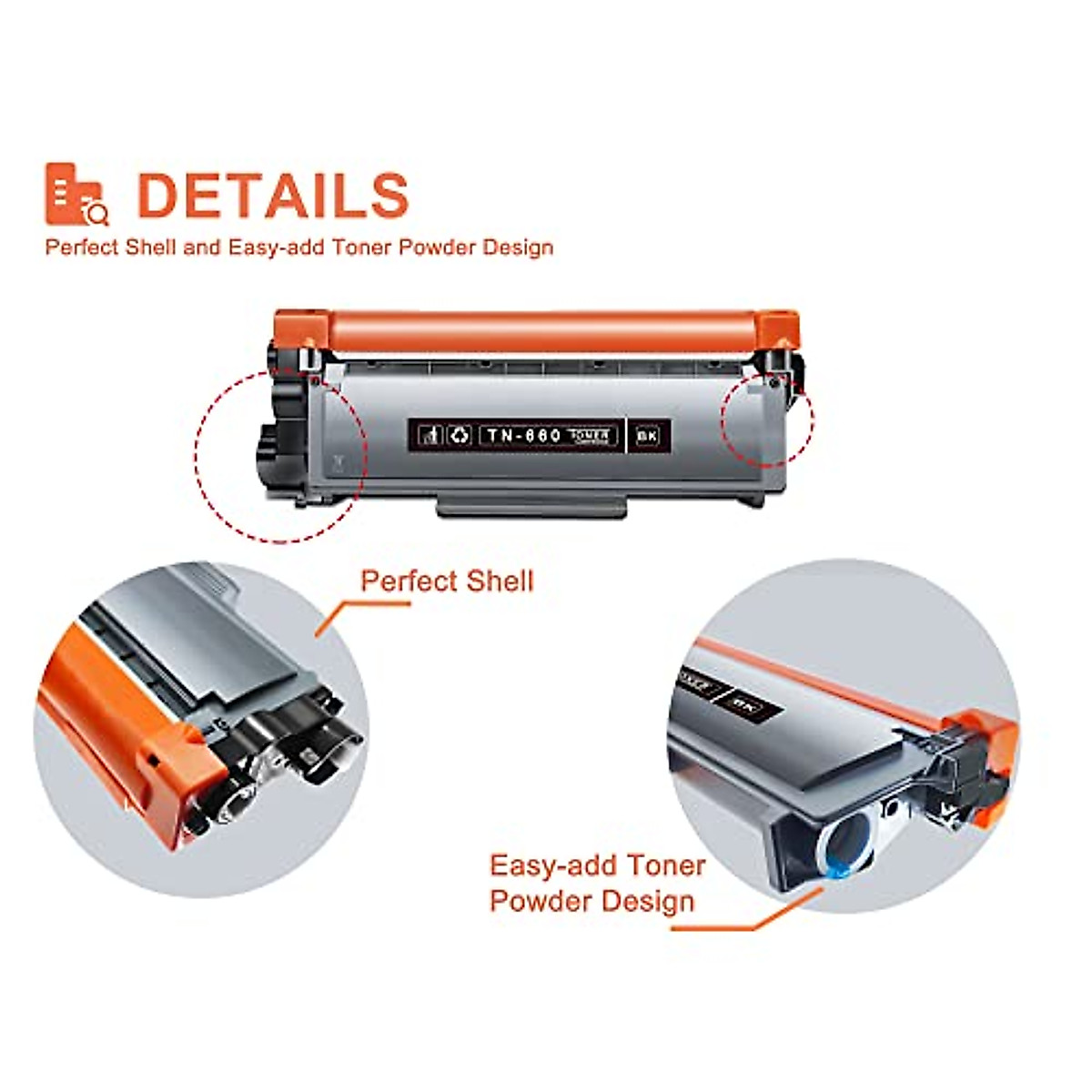 Juyudow Compatible TN-660 Toner Cartridge Replacement for Brother TN660 TN630 TN-630 High Yield for HL-L2300D HL-L2380DW HL-L2320D DCP-L2540DW MFC-L2700DW MFC-L2685DW Printer (2 Packs, Black)