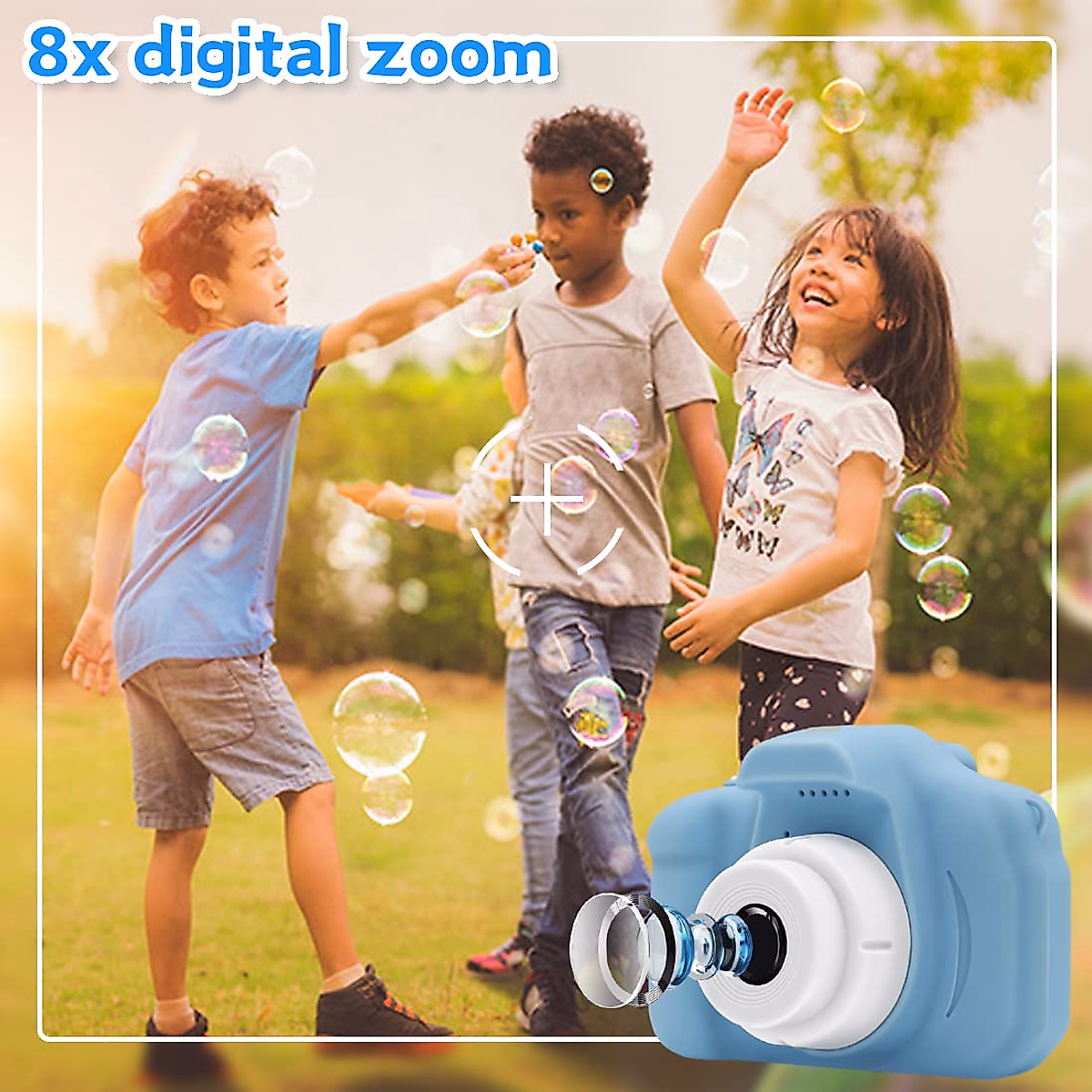 YUE3000 Kids Camera, Front and Rear Camera Digital Cameras for Boys and Girls Gift Age 3-9, 2.0 -inch Screen,1080P Video with 32GB SD Card-Blue