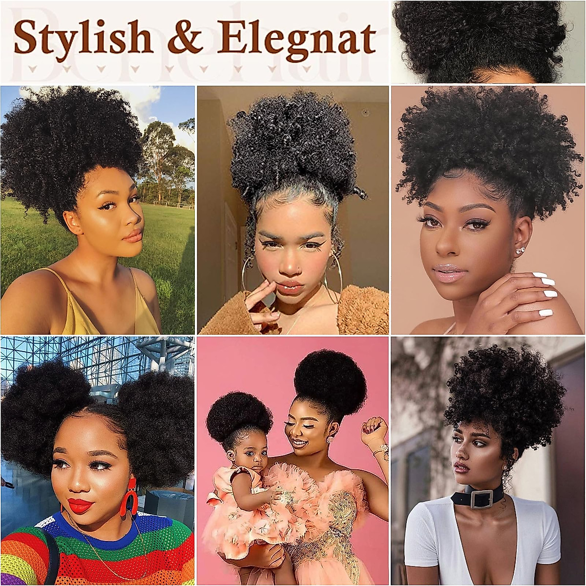 AISI QUEENS Extra Large Afro Puff Drawstring Ponytail for Women,Big Black Afro Kinky Curly Hair Bun Synthetic Hairpieces Clip in Hair Extensions for Black Women Girls (Extra Large,1B#)