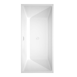 Sara 67 Inch Freestanding Bathtub in White with Shiny White Drain and Overflow Trim