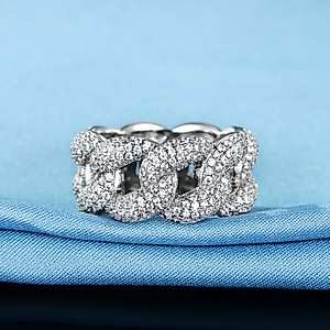 Gemsme 14K Gold Plated Cubic Zirconia Cuban Statment Ring for Women (8)