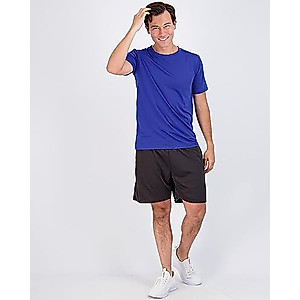 Real Essentials Mens Quick Dry Fit Dri-Fit Short Sleeve Active Wear Training Athletic Crew T-Shirt Gym Wicking Tee Workout Casual Sports Running Tennis Exercise Undershirt Top, Set 14, L, Pack of 5