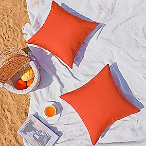 Topfinel Outdoor Anti-Fade Throw Pillow Covers for Patio Furniture Decorative Water Resistant Couch Pillows Covers 18 X 18 for Garden, Porch, Set of 2, Orange