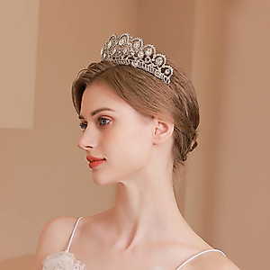 Kamirola Crystal Silver Crown for Women,Queen crown Rhinestone Queen Tiaras for Wedding, Birthday, Prom, Pageant, Festival Party Hair Accessories