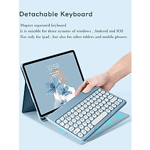 HENGHUI Keyboard Case for Galaxy Tab S6 Lite 10.4 inch Keyboard Case Cute Round Key Color Keyboard Wireless Detachable BT Keyboard Cover with S Pen Holder (Pink)