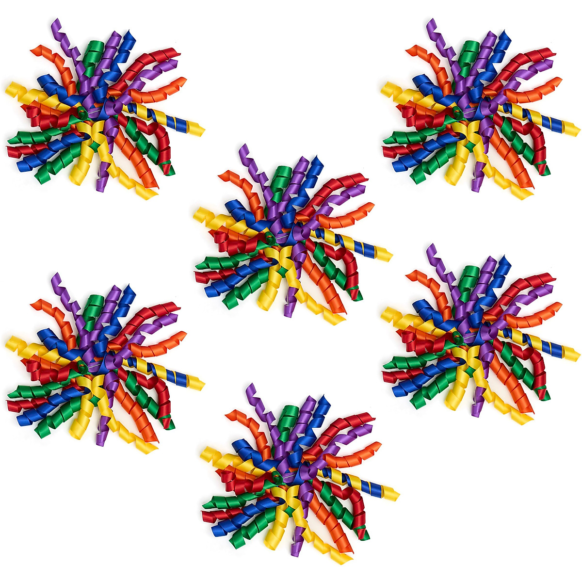 LIZLOVESS 6 Inch Rainbow Curly Bows for Gift Wrapping Set of 6, Self Adhesive Bows Rainbow Gift Bows for Presents, Satin Ribbon Bows for Birthday, Wedding, Christmas, Bridal Shower