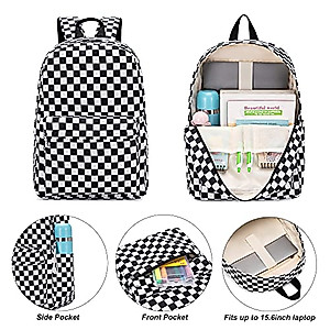 Yusudan Checkered Girls School Backpack Set, Kids Teens School Bag Bookbag with Lunch Bag Pencil Bag