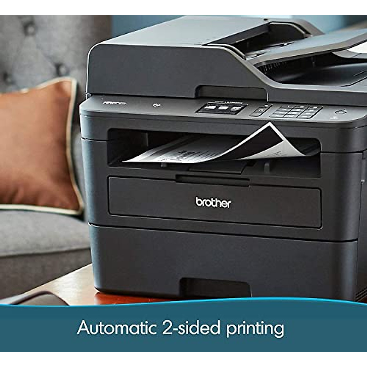 Brother MFC-L2750DW Monochrome Laser Printer All-in-One with Wireless, Auto 2-Sided Printing, Print Scan Copy, 2400 x 600 dpi, 36ppm, 250-sheet, Works with Alexa - Bundle with JAWFOAL Printer Cable