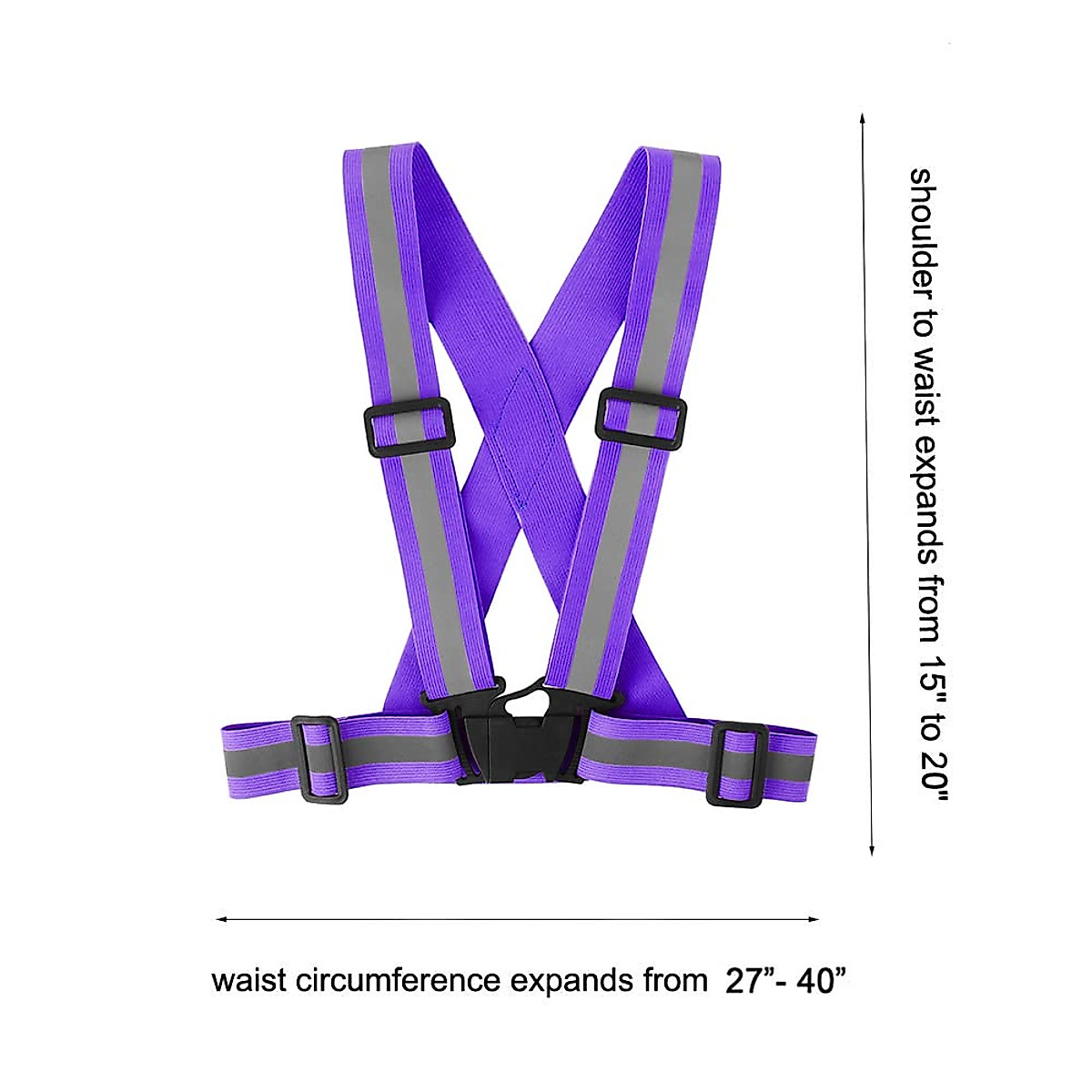 Famnosta Running Reflective Vest Gear 3 Pack Adjustable Safety Vest for Women Men High Visible Reflective Straps Vest for Running Cycling Motorcycling (Green,Black,Purple)