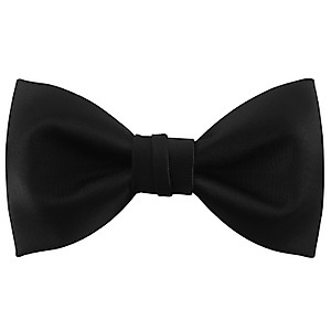 Mens Matte Satin Bowtie Solid Bow Ties (Black Classic)