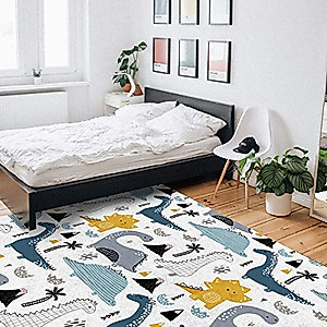 Dinosaur Area Rug 3'x5' for Kids Nursery Room Boys & Girls Room Cartoon Cute Art Rugs Soft Shag Rugs Non-Slip Entryway Carpet Non-Shedding Playing Mat for Living Room Bedroom Washable Rug