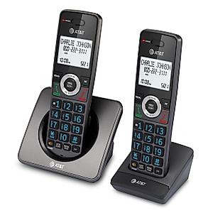 AT&T GL2101-2 DECT 6.0 2-Handset Cordless Home Phone with Call Block, Caller ID, Full-Duplex Handset Speakerphone, 2" White Backlit Display, Lighted Keypad (Graphite & Black)