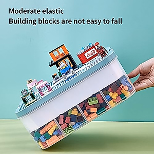 AEEISHOMEREFORM Toy Organizer Bins with Compartments, Building Blocks Storage, Storage Containers for Building Brick Storage, Plastic Stackable Organizer Bin Toy Chest (Green)